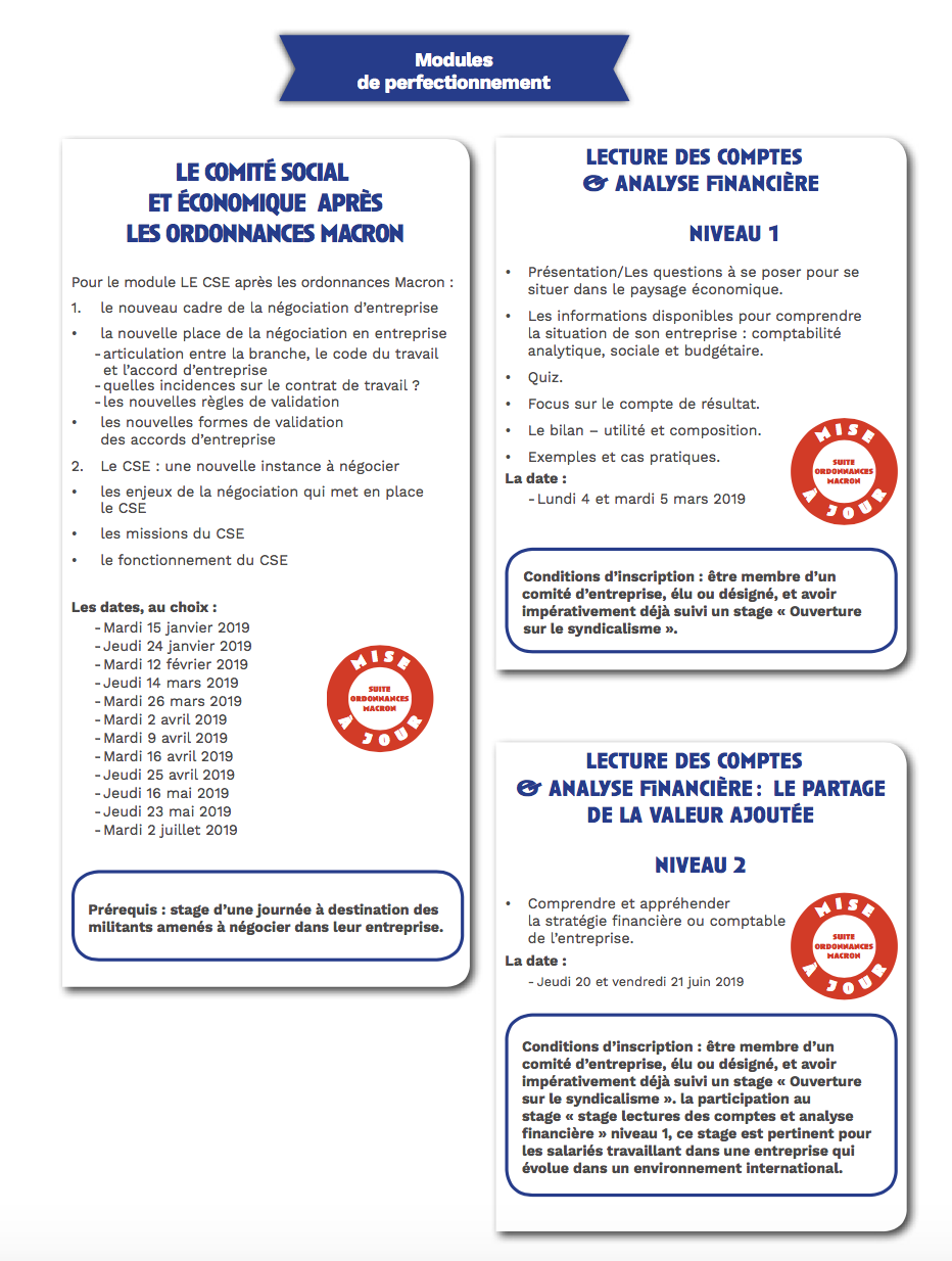 Description des stages – CFE-CGC Métallurgie Lorraine