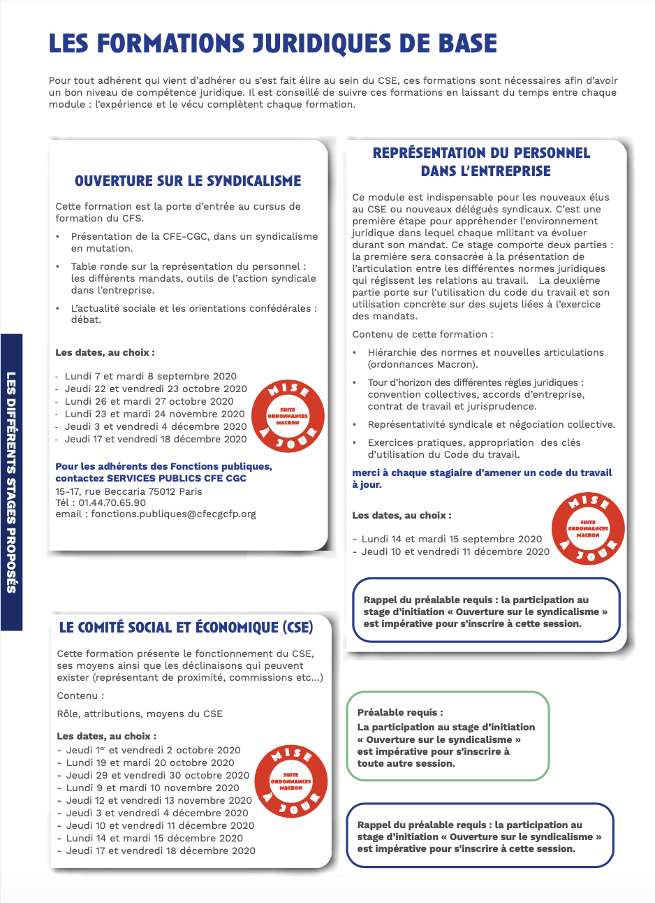 Description des stages – CFE-CGC Métallurgie Lorraine